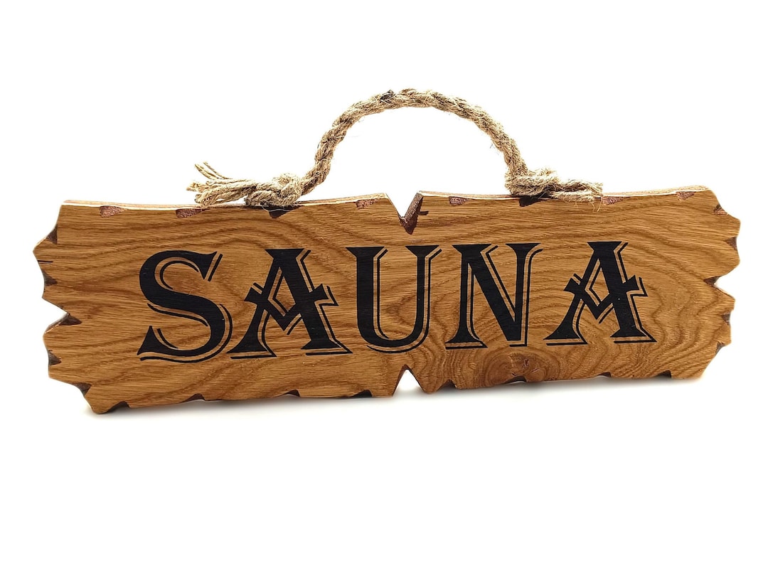 SAUNA Sign, Wood Engraved Plaque, Wooden Door Sign, Russian Bath Spa ...