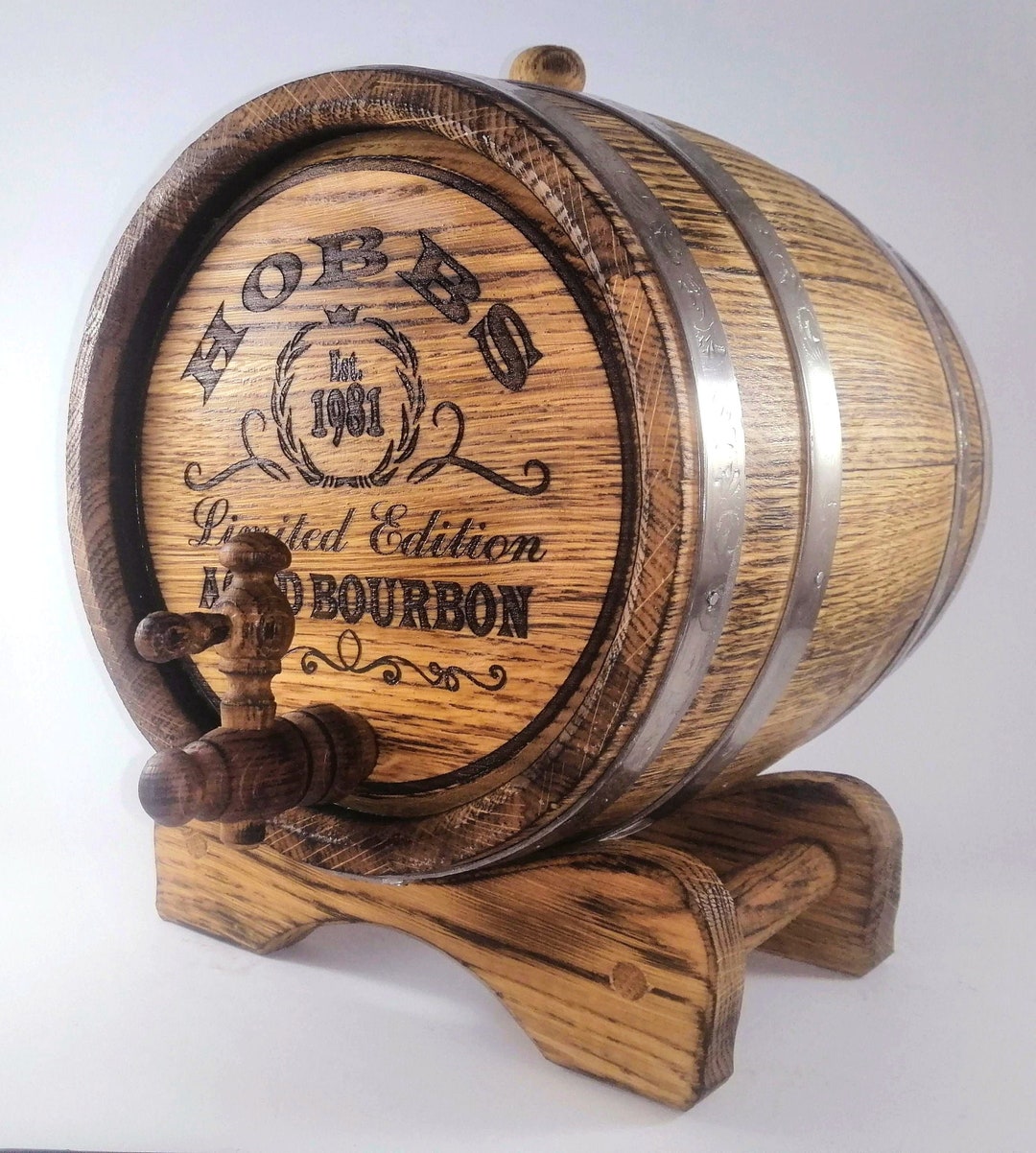 Engraved Oak Bourbon Barrel | Aging Cask for Bourbon & Spirits | Custom ...