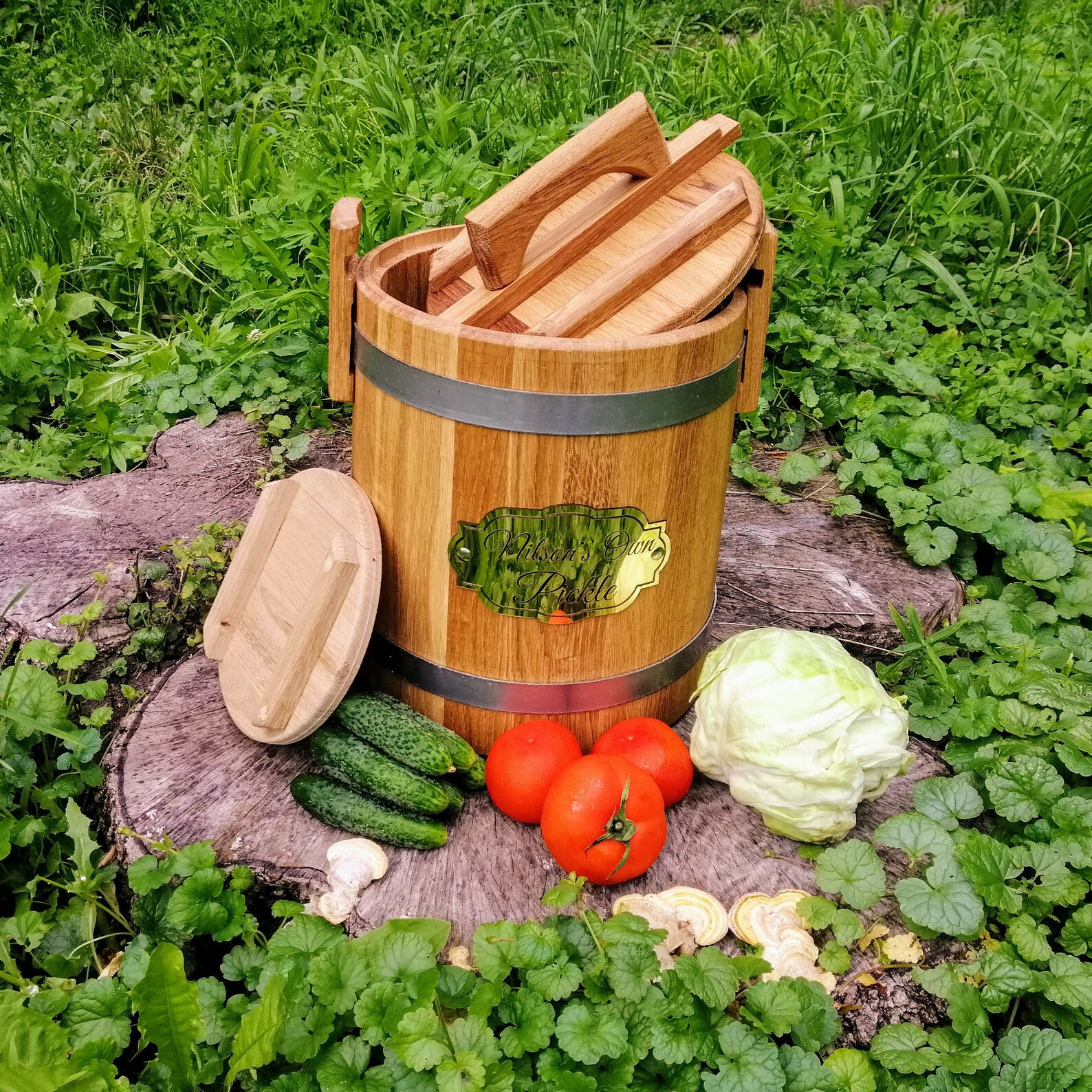 Personalized Pickle Oak Barrel 3L-5L-10L-15L, Wood Vat With a Lid ...