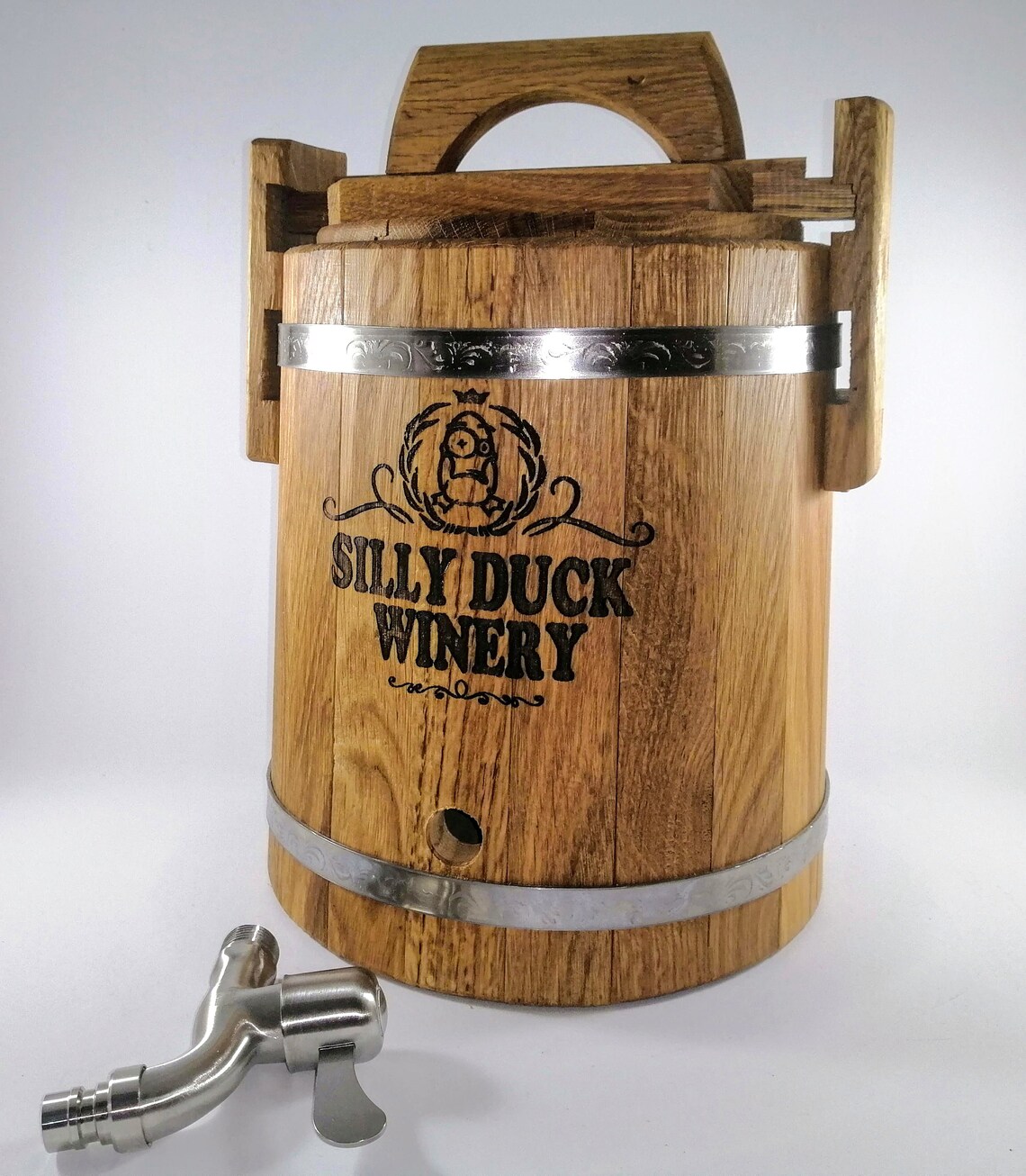 Personalized Kombucha Oak Barrel With Lid Wooden Barrel for Wine ...