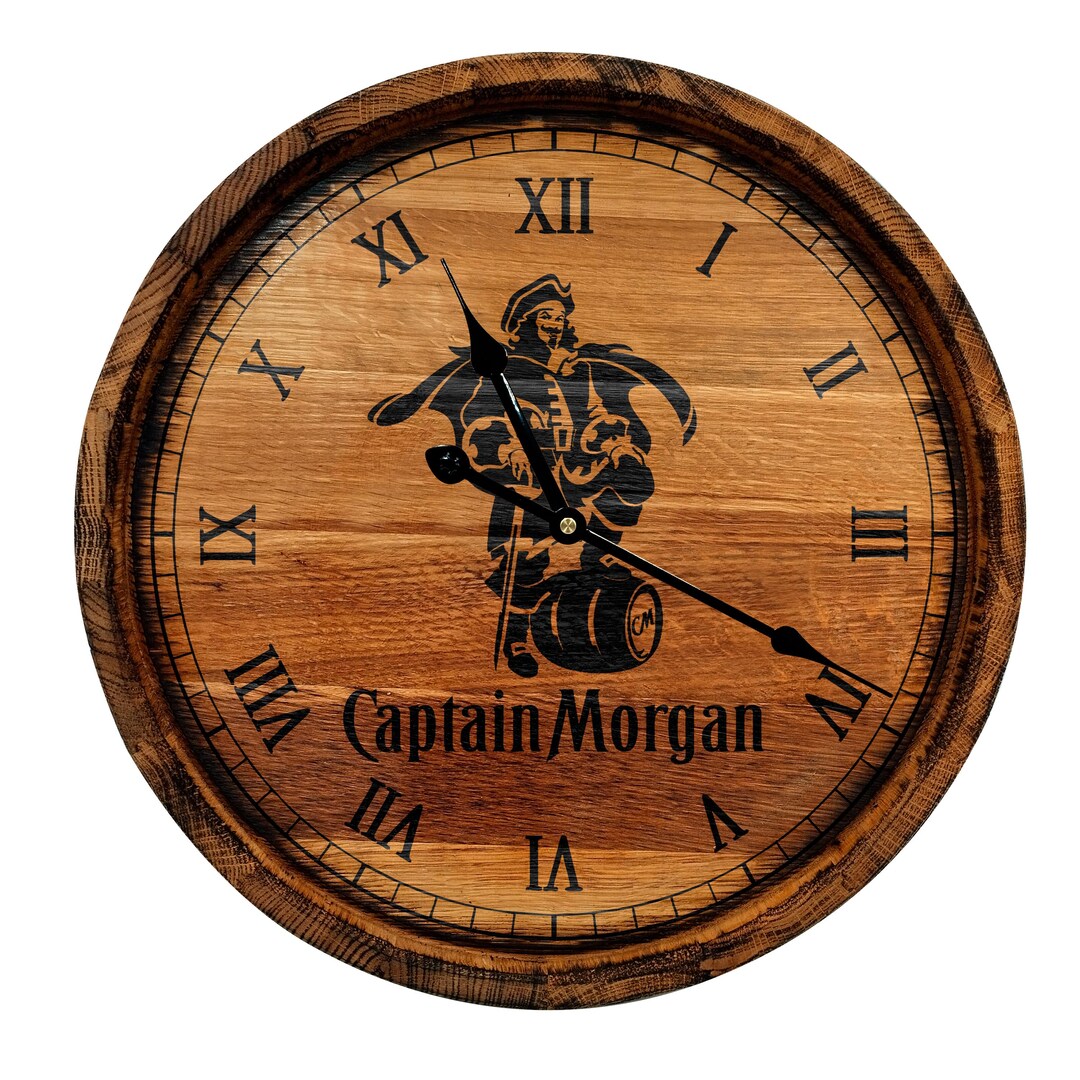 Personalised Rustic Pirate Rum Barrel Wall Clock, Custom Bourbon Wall ...