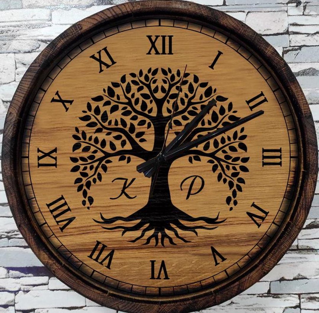 Custom Oak Barrel Clock, Personalized Whiskey-bourbon-wine Barrel Lid ...