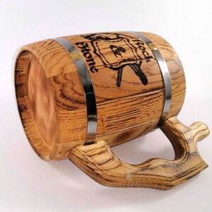 Oak Tankard Gift for Him Engraved Wooden Beer Barrel Mug - Etsy