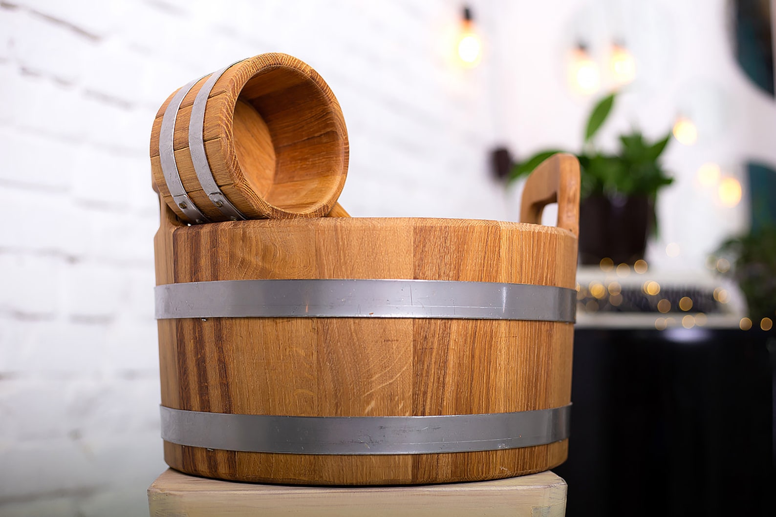 Wooden Sauna Bucket 10L-20L, Sauna Scoop, Vintage Wood Barrel, Oak ...