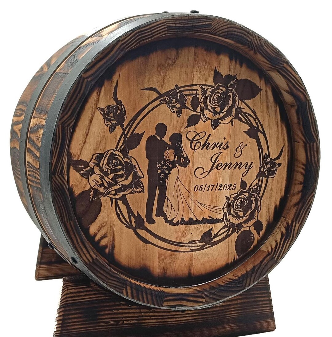 Wedding Barrel Box 10L, Personalized Oak Whiskey Barrel Box, Wine ...