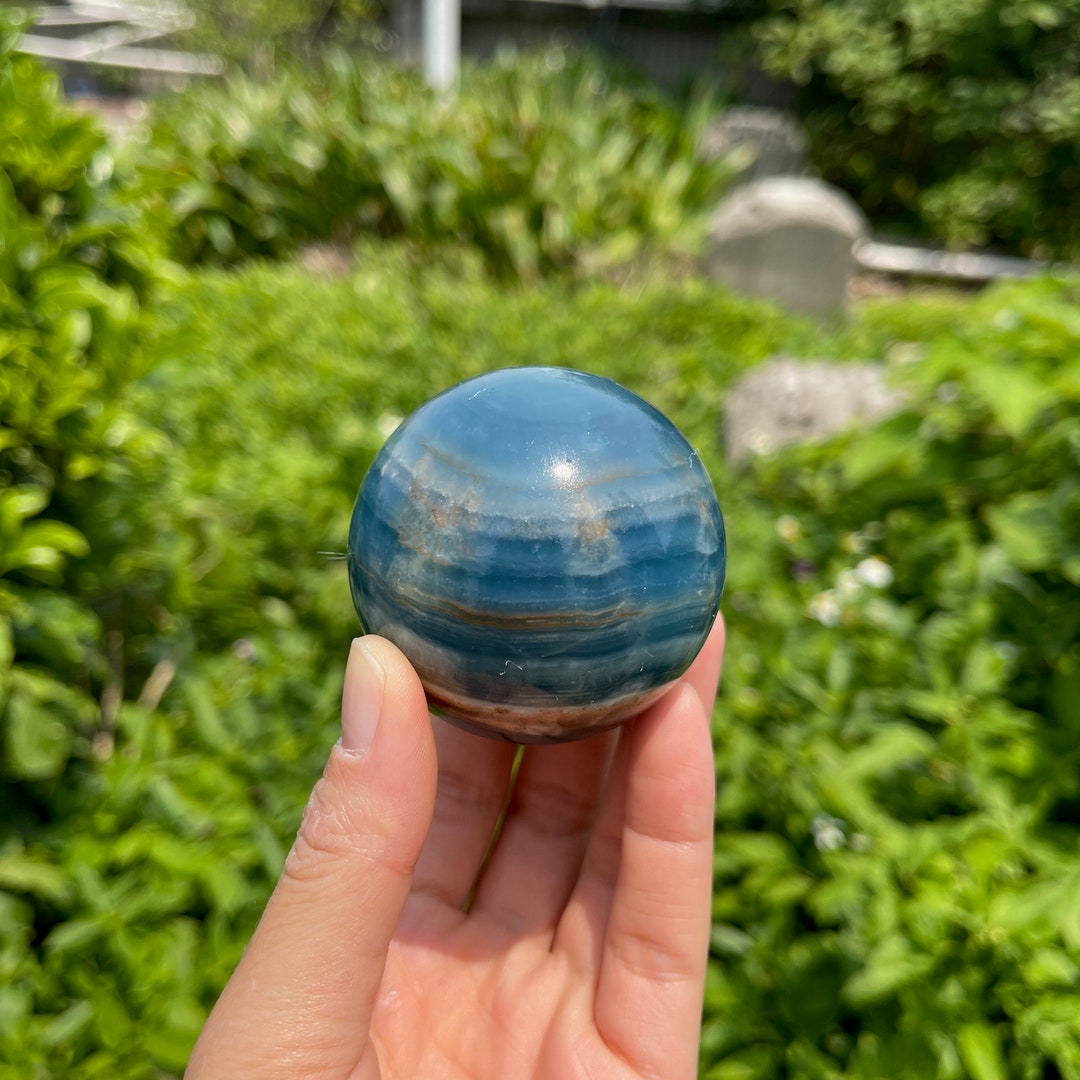 Genuine Blue Onyx Sphere, Blue Lemurian Sphere, Crystal Sphere, Energy ...