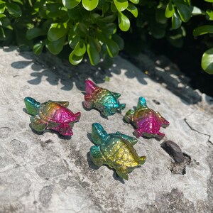AAAA Rainbow Bismuth Turtle, Bismuth Crystal Turtle, Bismuth Animal Carving, Energy Crystal ...