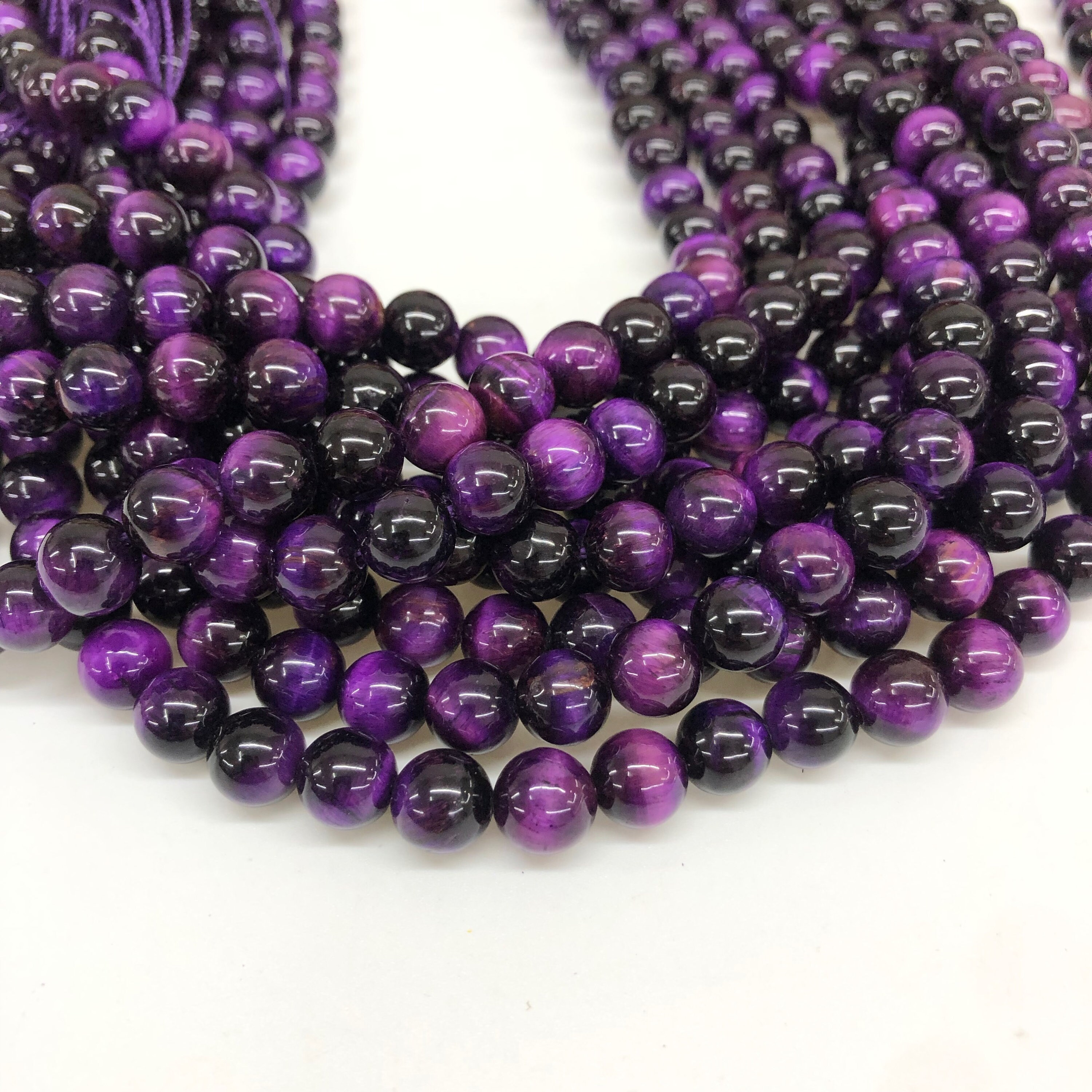 Purple Tiger Eye Smooth Round Tiger Eye Beads High Quality | Etsy
