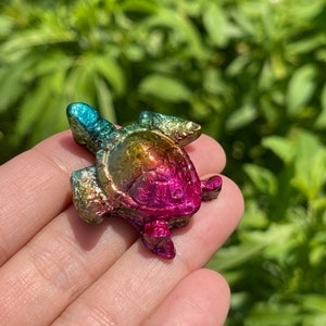 AAAA Rainbow Bismuth Turtle, Bismuth Crystal Turtle, Bismuth Animal Carving, Energy Crystal ...