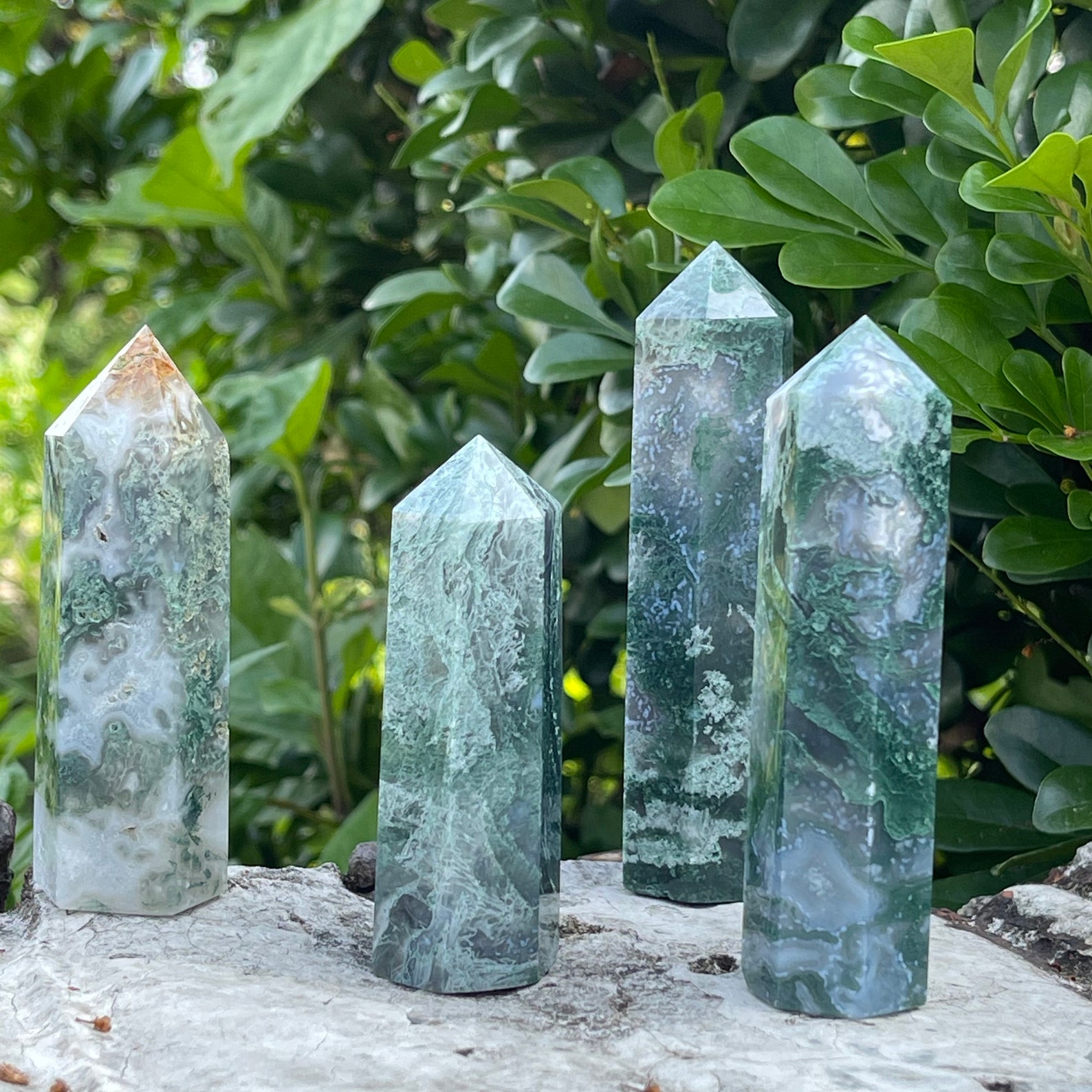 Natural Moss Agate Tower Agate Point Gemstone Tower Healing - Etsy