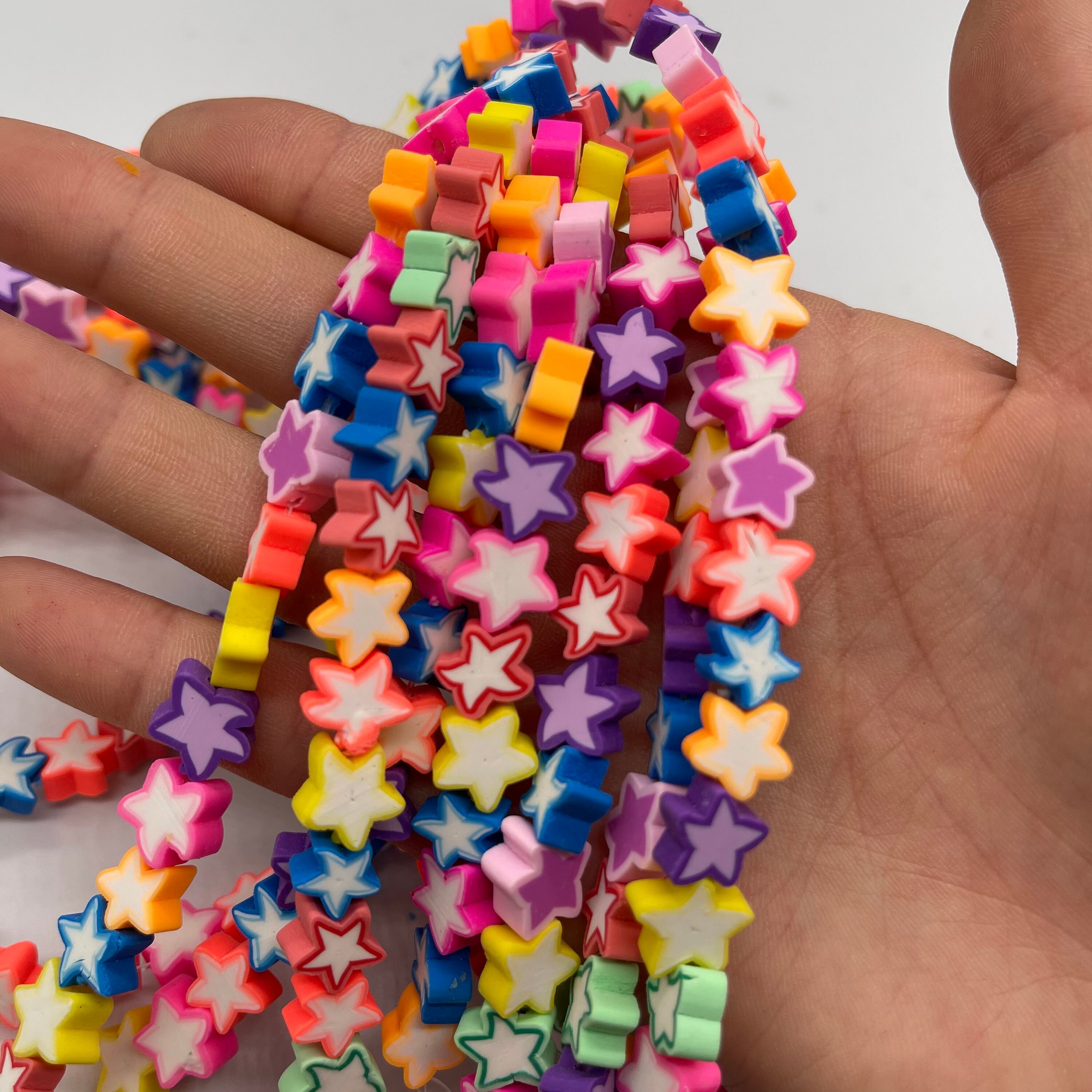 Polymer Clay Star Beads Star Shaped Beads for Kids Rainbow | Etsy