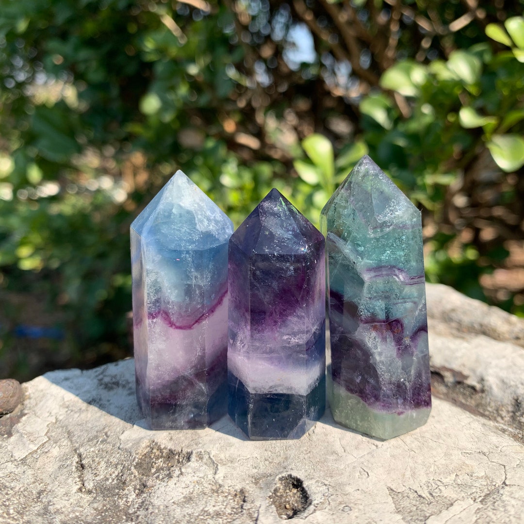 Rainbow Fluorite Point, 2 Inches Fluorite Crystal Point, Fluorite Tower ...