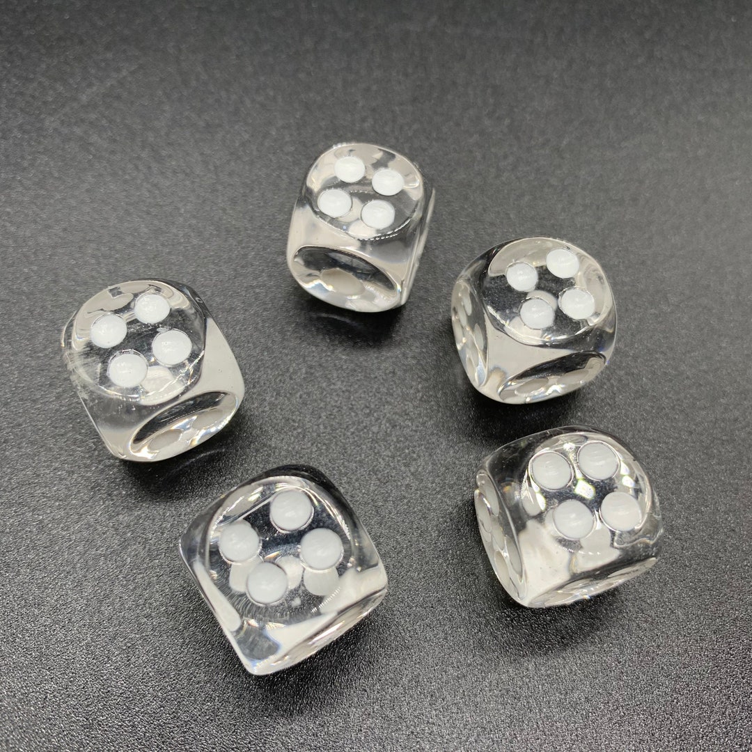 Clear Quartz Dice Set, Crystal Carved Gemstone Dice, Witchcraft (5PCS ...