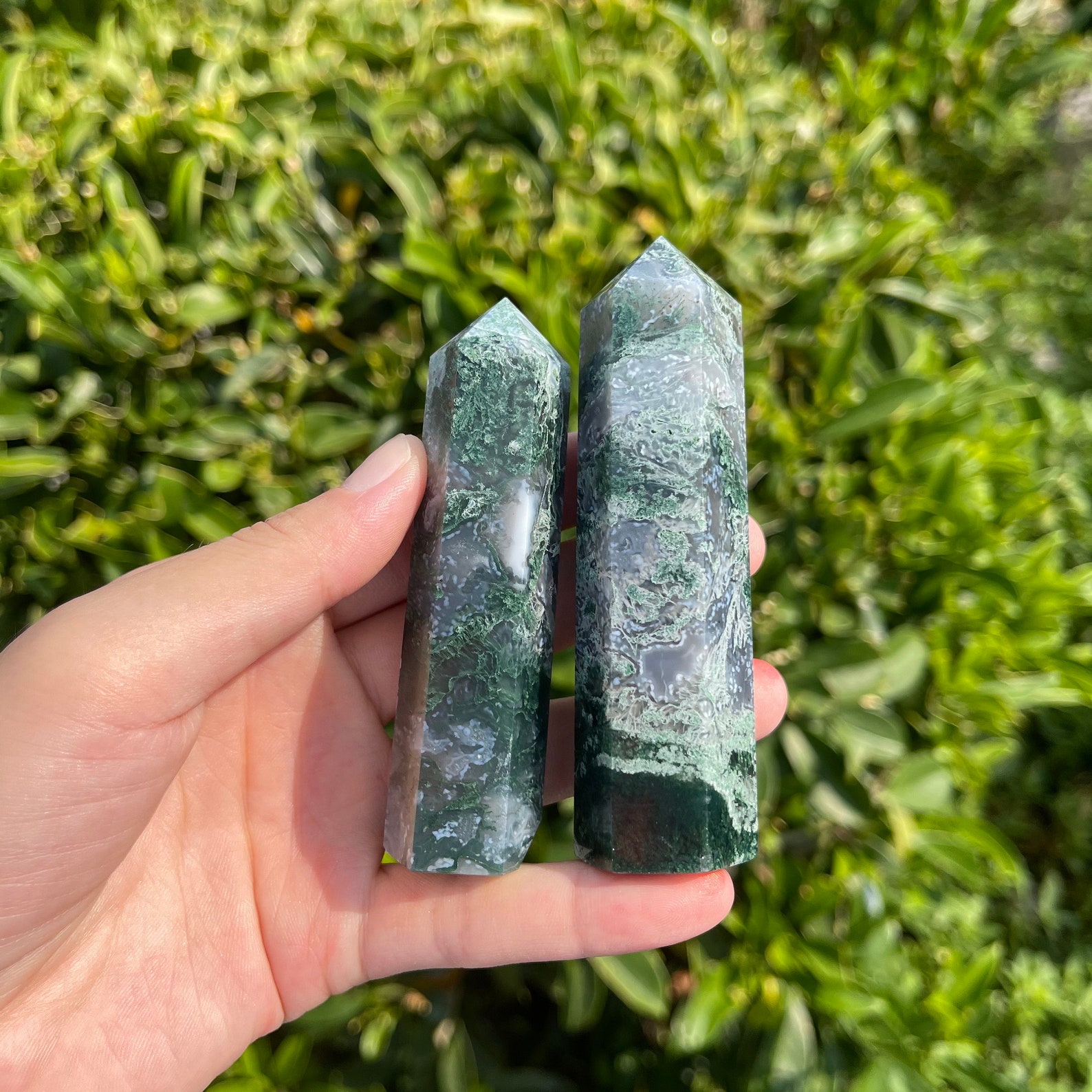 Natural Moss Agate Tower Agate Point Gemstone Tower Healing | Etsy