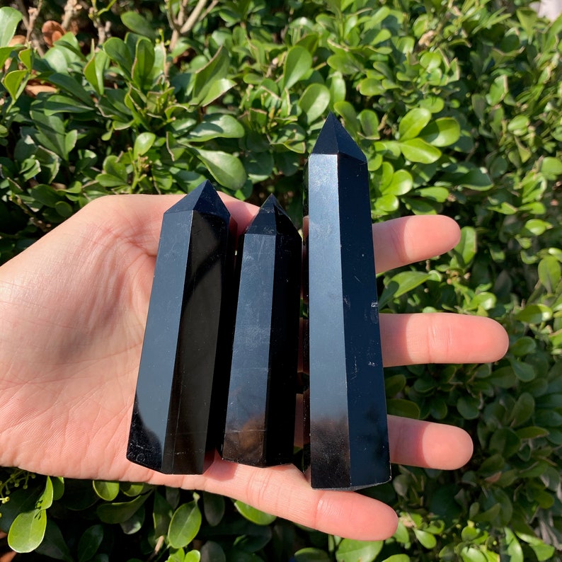 Black Obsidian Point Black Obsidian Tower Large Gemstone - Etsy