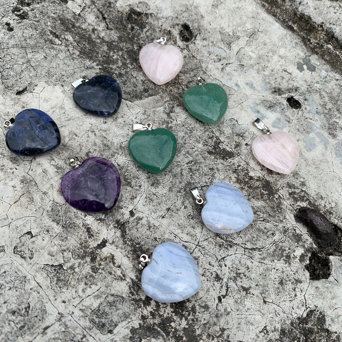 3PCS Natural Crystal Quartz Pendant Heart Shape Crystal | Etsy