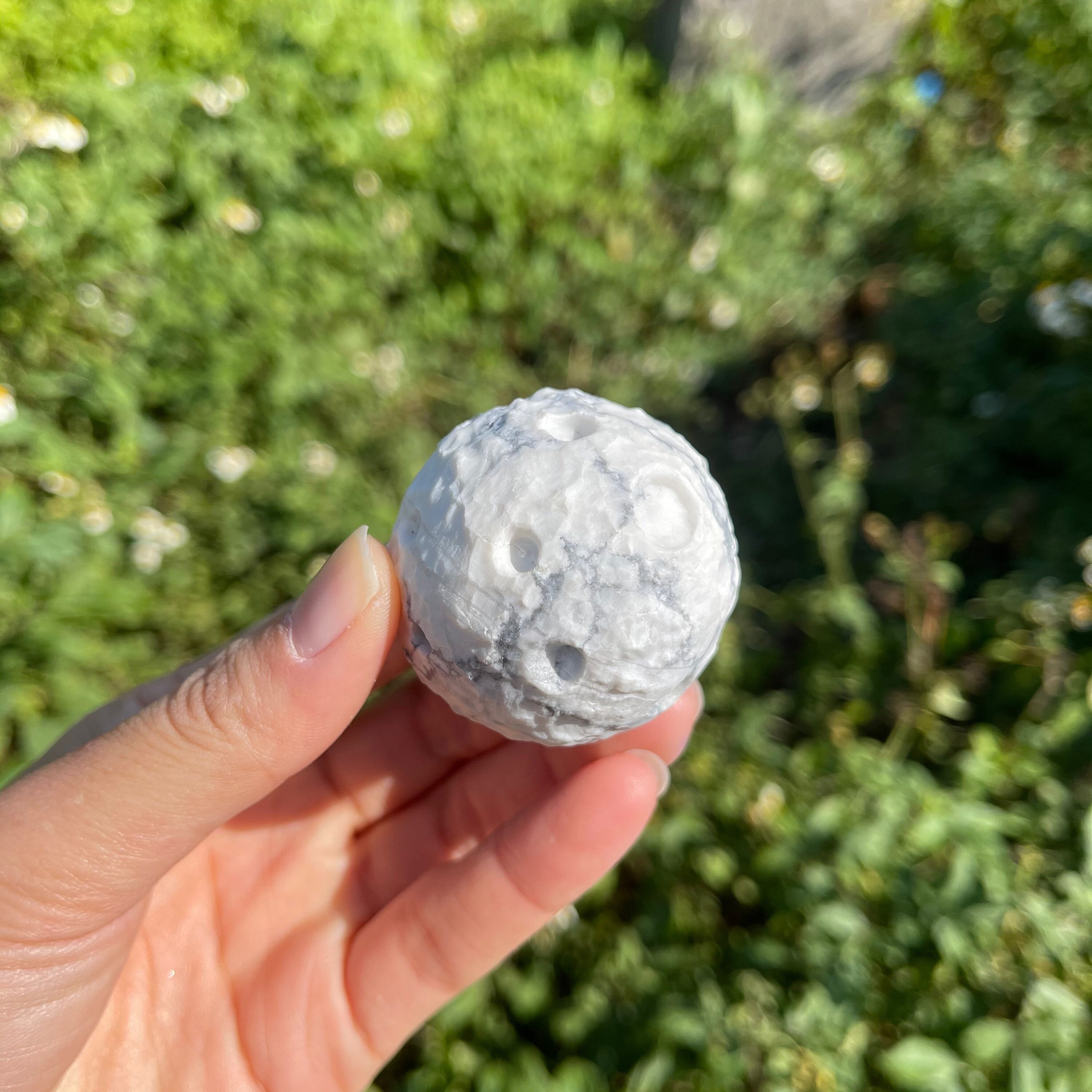 Howlite Moon Sphere Full Moon Howlite Crystal Moon Crystal - Etsy