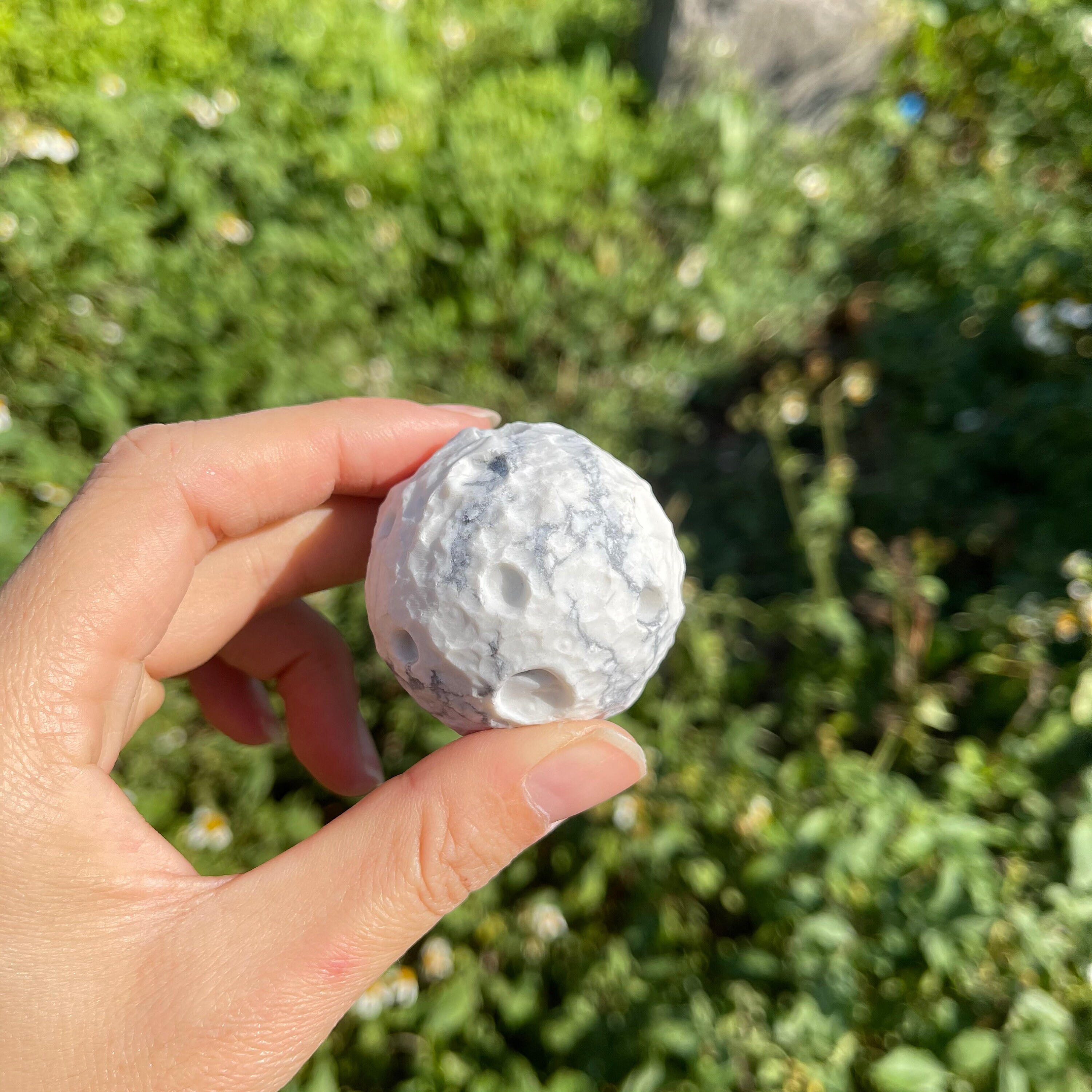 Howlite Moon Sphere Full Moon Howlite Crystal Moon Crystal - Etsy