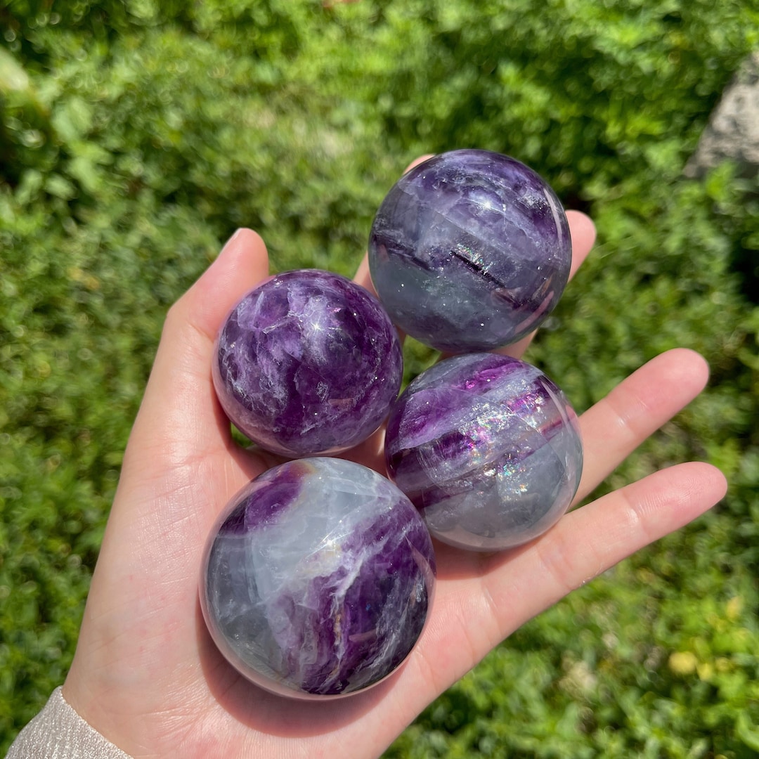 Natural Watermelon Fluorite Sphere, Fluorite Crystal Sphere, Healing ...