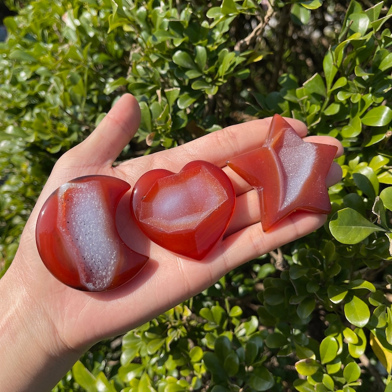 Druzy Carnelian Hearts - Etsy