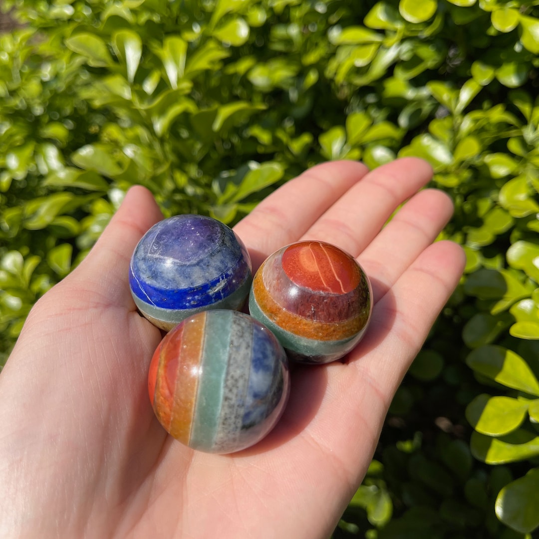 7 Chakra Crystal Sphere, Mix Gemstone Sphere, Energy Crystal, Reiki ...