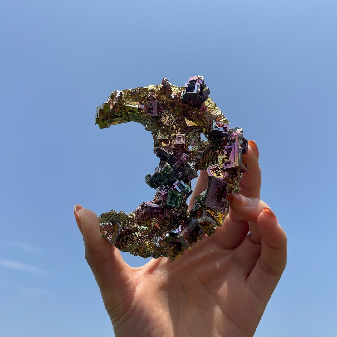 Rainbow Bismuth Crescent Moon, Bismuth Moon, Crystal Bismuth, Reiki ...