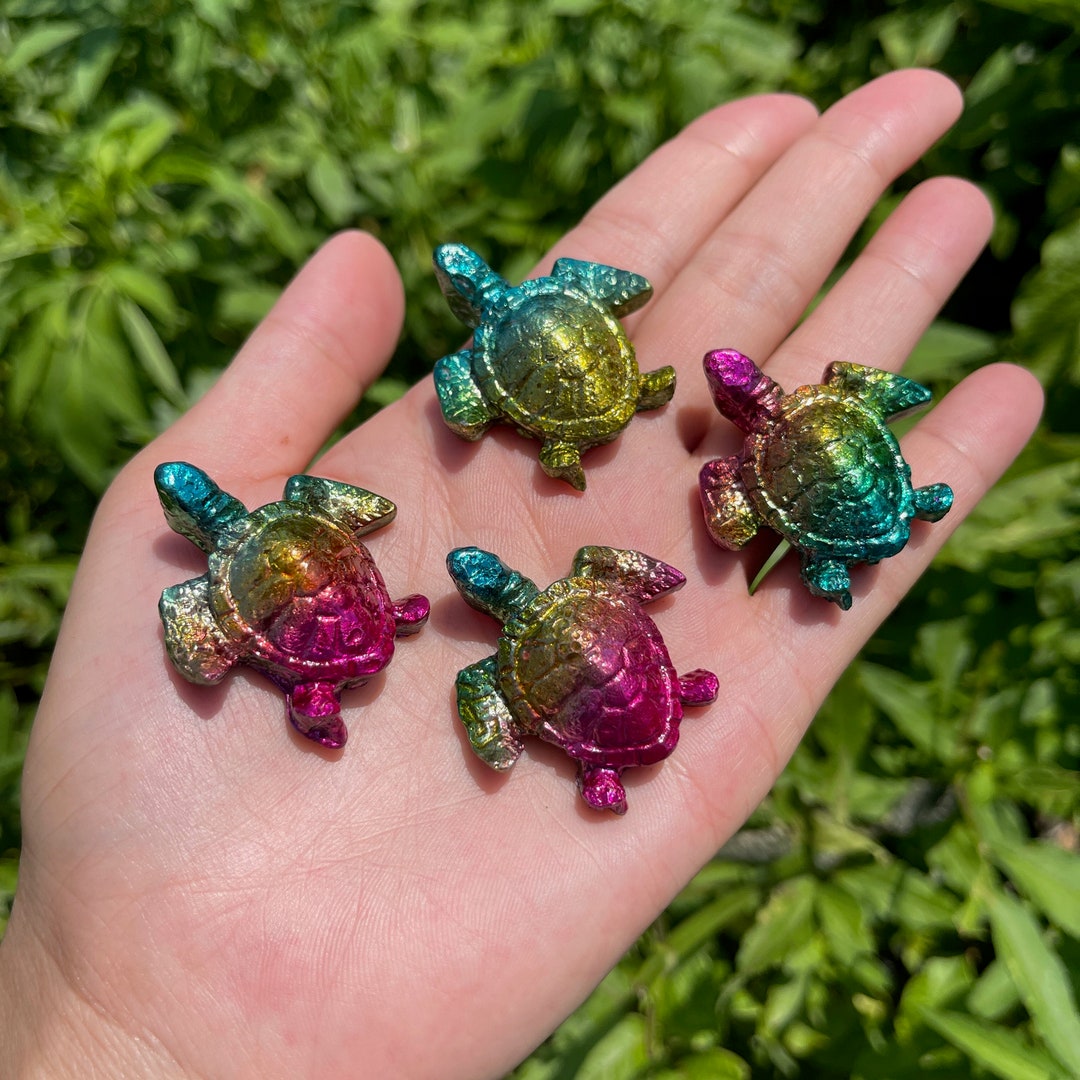 AAAA Rainbow Bismuth Turtle, Bismuth Crystal Turtle, Bismuth Animal Carving, Energy Crystal ...