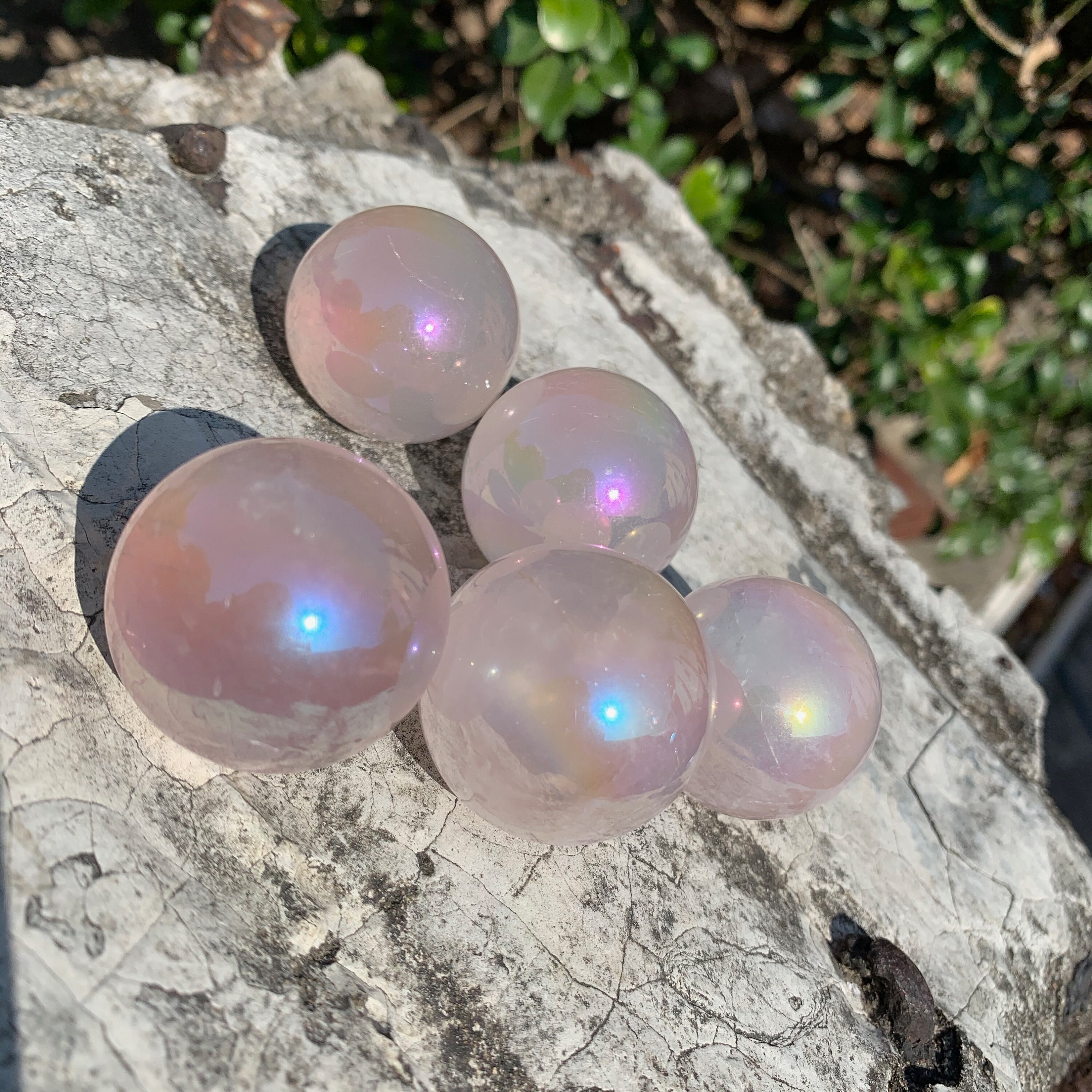 Aura Rose Quartz Sphere Rainbow Rose Quartz Ball Aura Quartz | Etsy