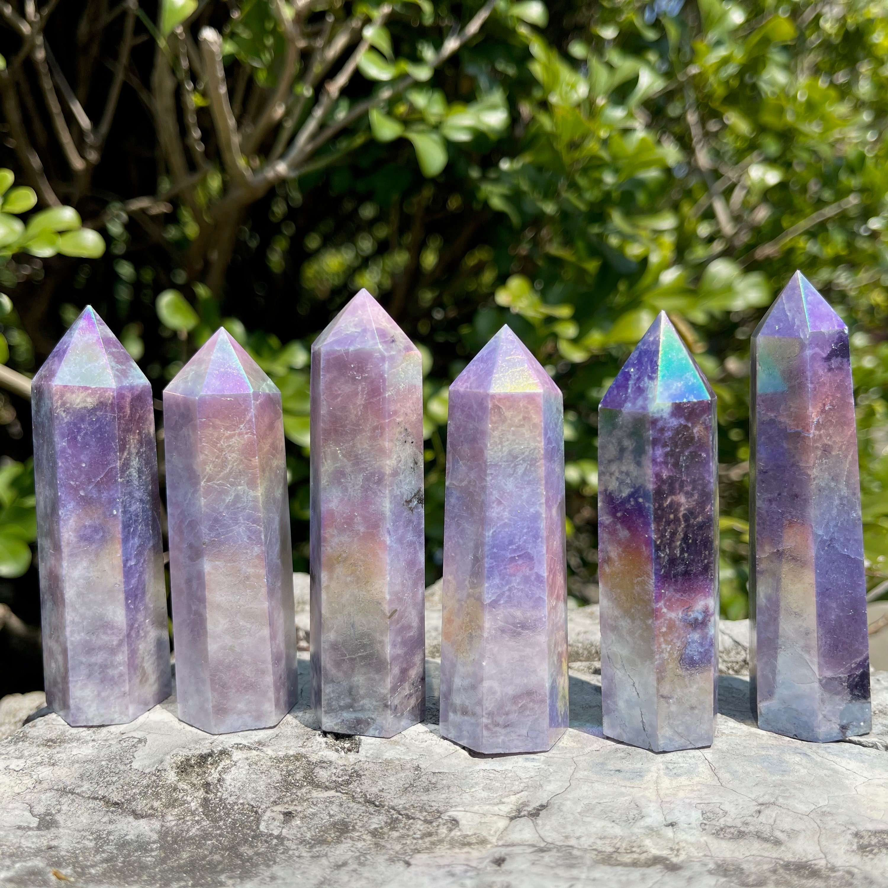 Rainbow Aura Coated Selenite Crystal Gemstone Tower Limited Edition ...