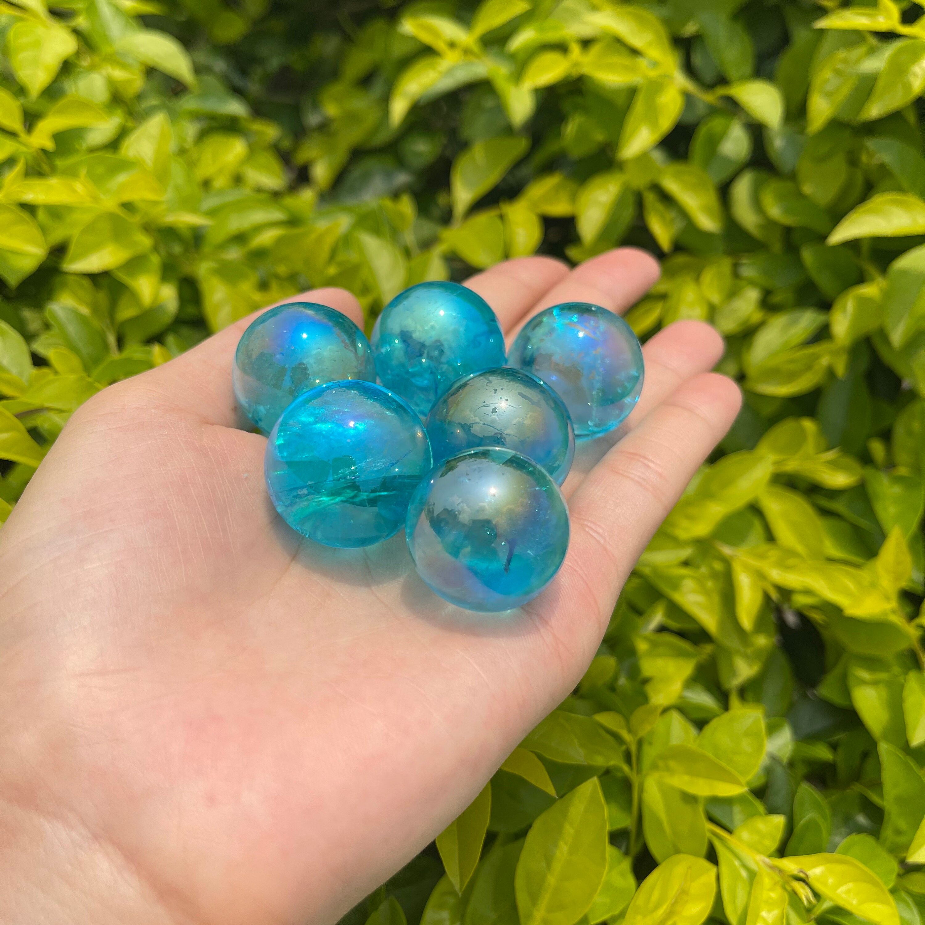 Aura Rainbow Quartz Sphere Blue Aura Quartz Sphere Crystal | Etsy