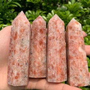 Gold Sunstone Point, Natural Sunstone Tower, Crystal Point, Crystal ...