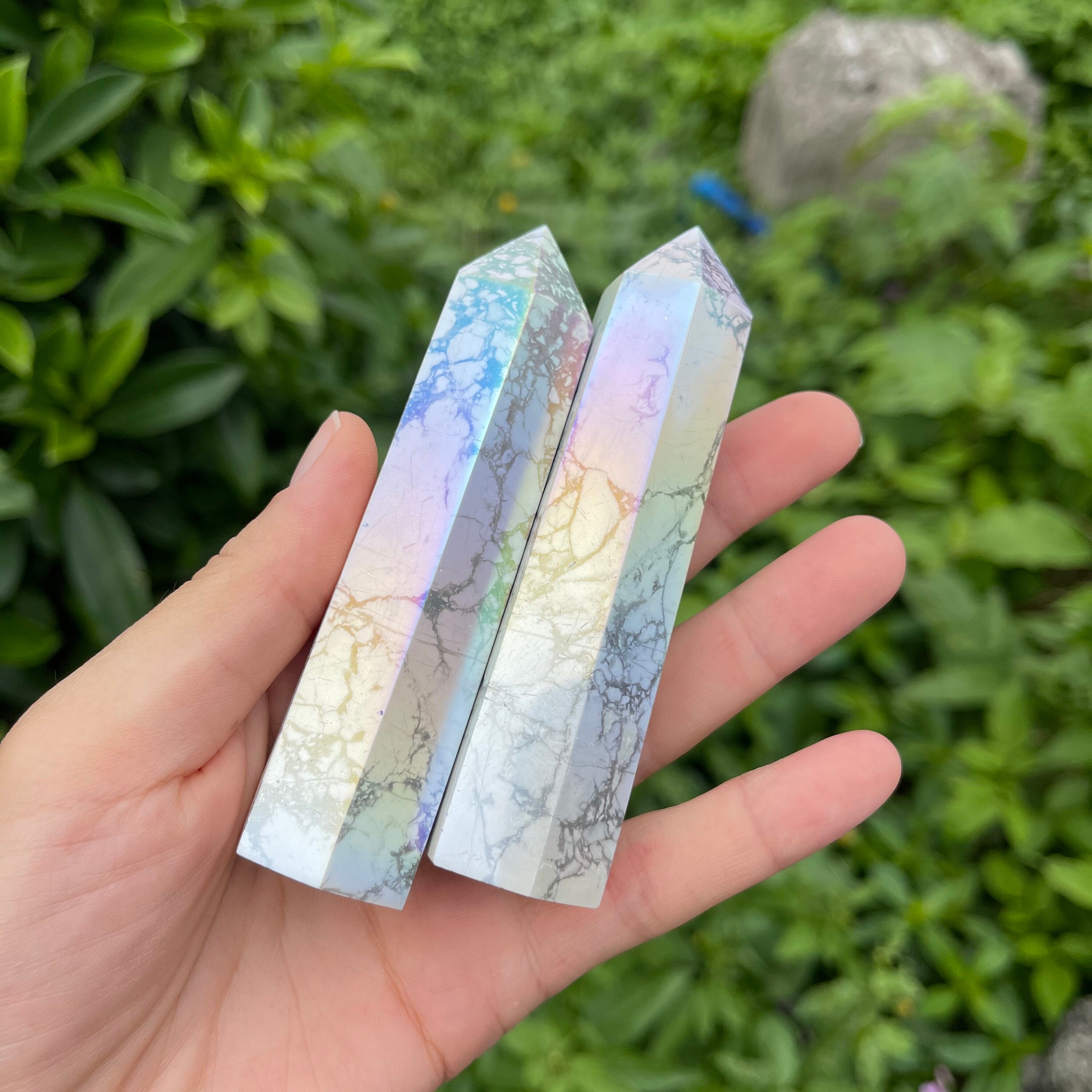 Home & Living Aura Point Crystal Collection Howlite Aura Crystal Point ...