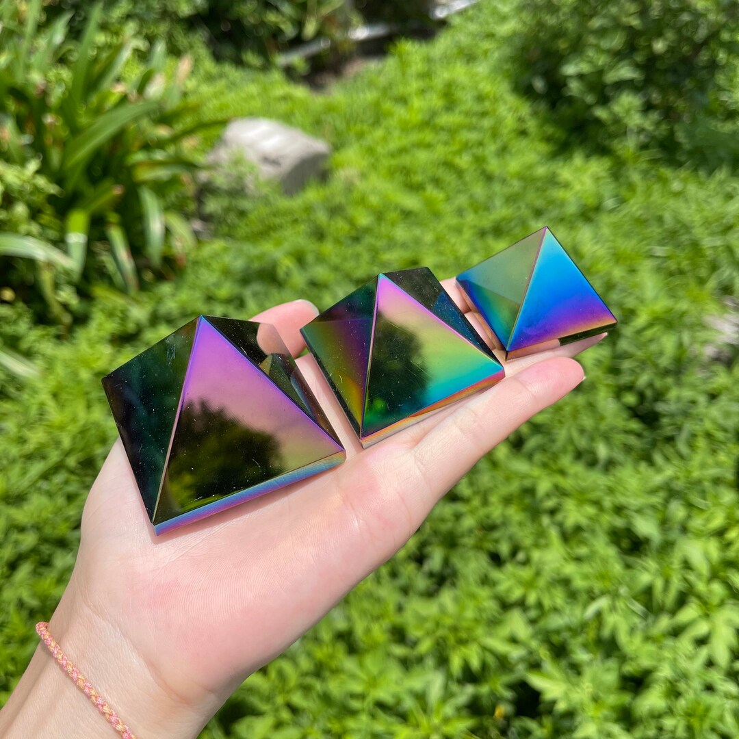 Rainbow Pyramid, Aura Black Obsidian Pyramid, Titanium Pyramid ...