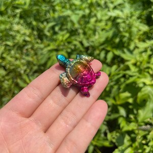 AAAA Rainbow Bismuth Turtle, Bismuth Crystal Turtle, Bismuth Animal Carving, Energy Crystal ...