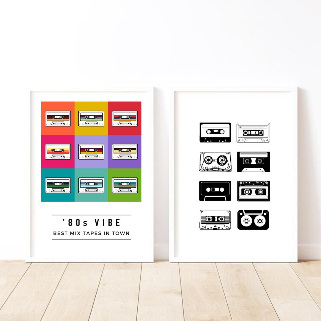Set of 2 Cassette Prints / Music Posters Bundle / Mix Tape Art - Etsy