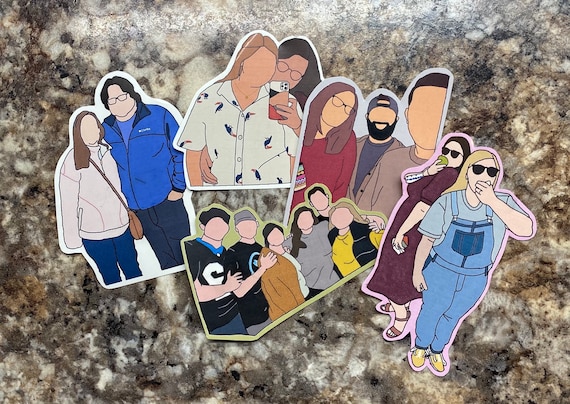 Custom Outline Sticker Drawings Digital Art Custom Cartoon | Etsy