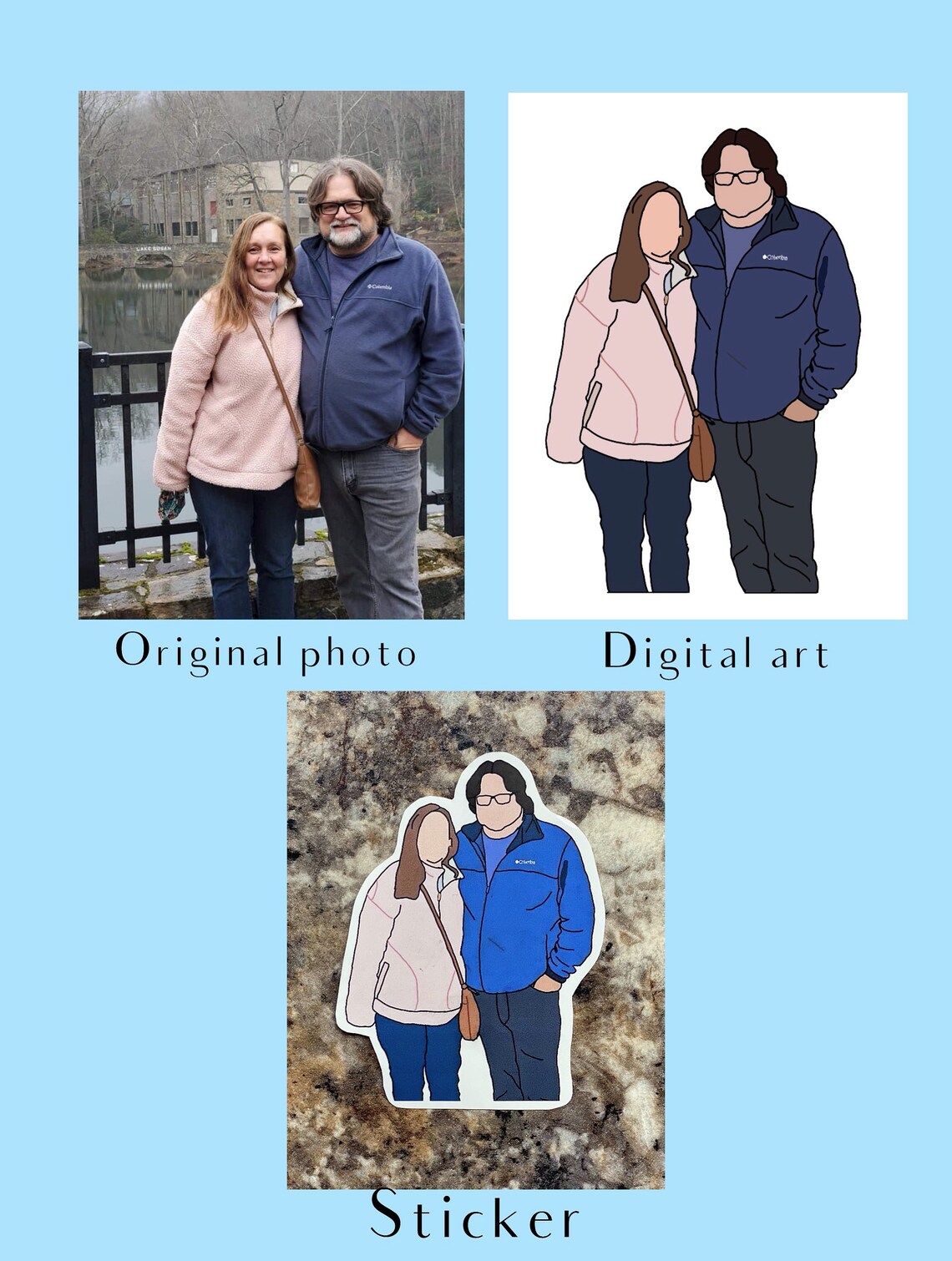 Custom Outline Sticker Drawings, Digital Art, Custom Cartoon Stickers ...