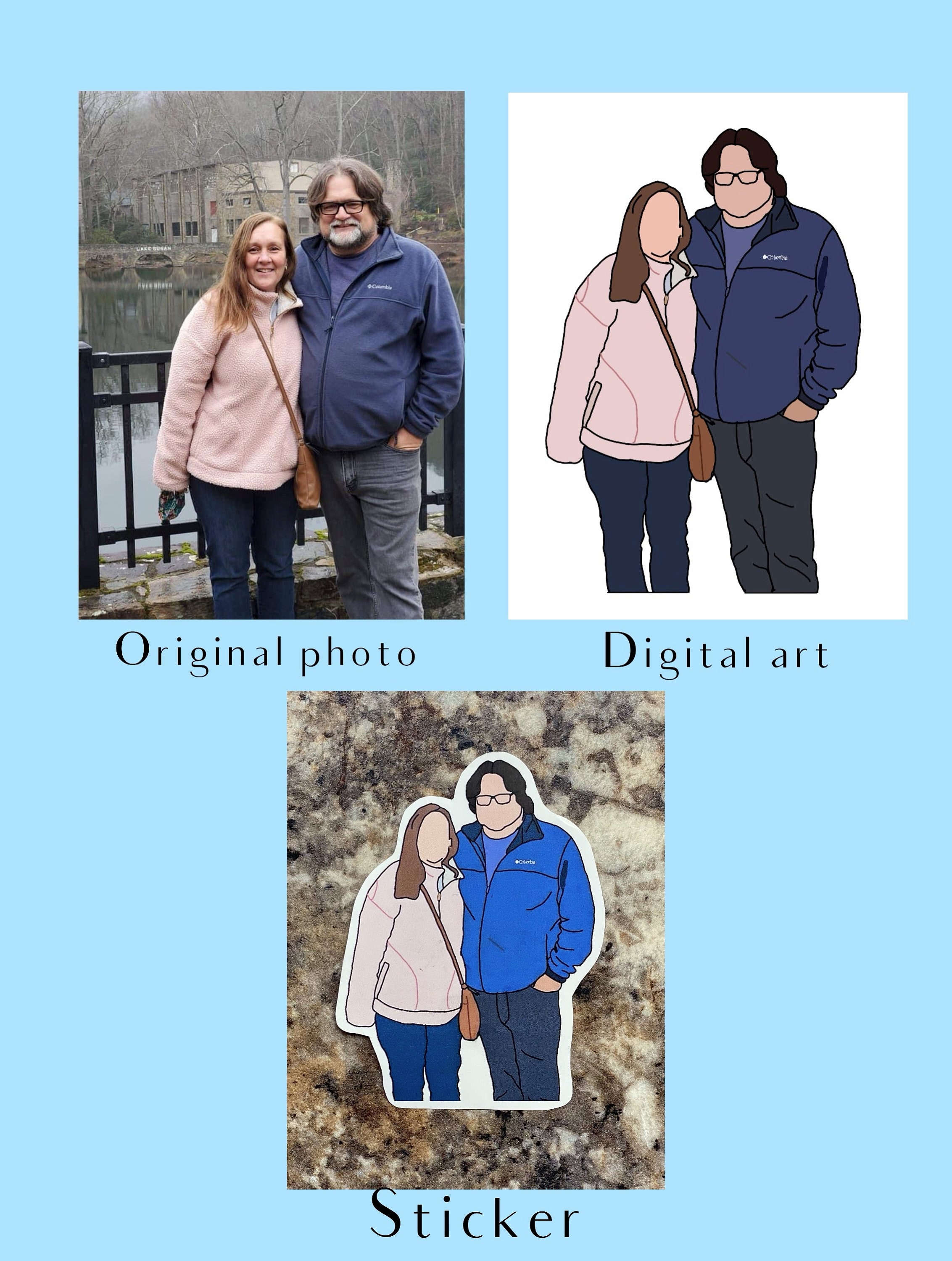 Custom Outline Sticker Drawings, Digital Art, Custom Cartoon Stickers ...