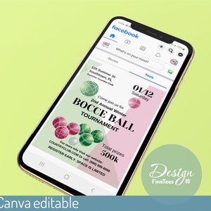 Bocce Ball Poster Template, Canva Editable Tournament Flyer, Sport ...