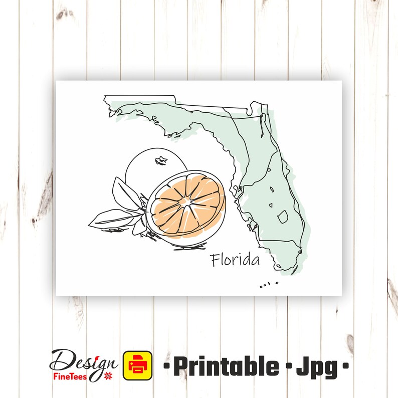 Florida Line Drawing Printable Wall Art Florida Wall Art | Etsy