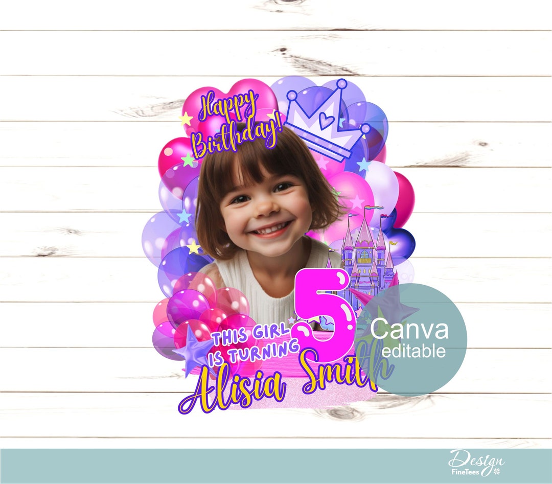 Girls Birthday Template Canva Editable, Little Princess Canva ...