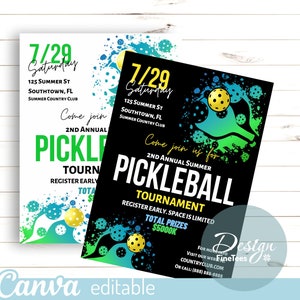 Pickleball Tournament Flyer, Editable Pickleball Match Flyer, Sports ...