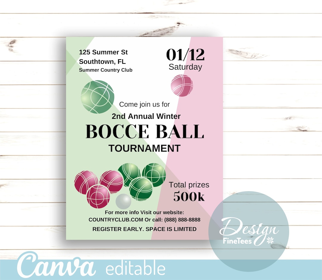 Bocce Ball Poster Template Canva Editable Tournament Flyer - Etsy