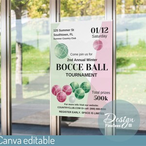 Bocce Ball Poster Template, Canva Editable Tournament Flyer, Sport ...