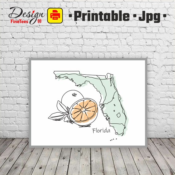 Florida Line Drawing Printable Wall Art Florida Wall Art | Etsy
