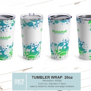 Pickleball Tumbler Png, Tumbler 20 Oz Straight and Tapered Wrap, Full ...
