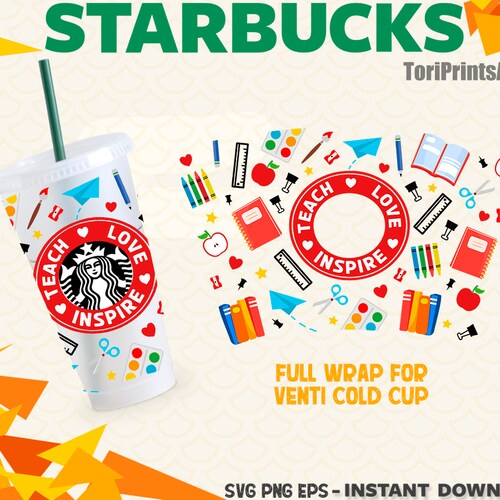 Teacher Starbucks Cup Svg Teacher Fuel Starbucks Cold Cup - Etsy