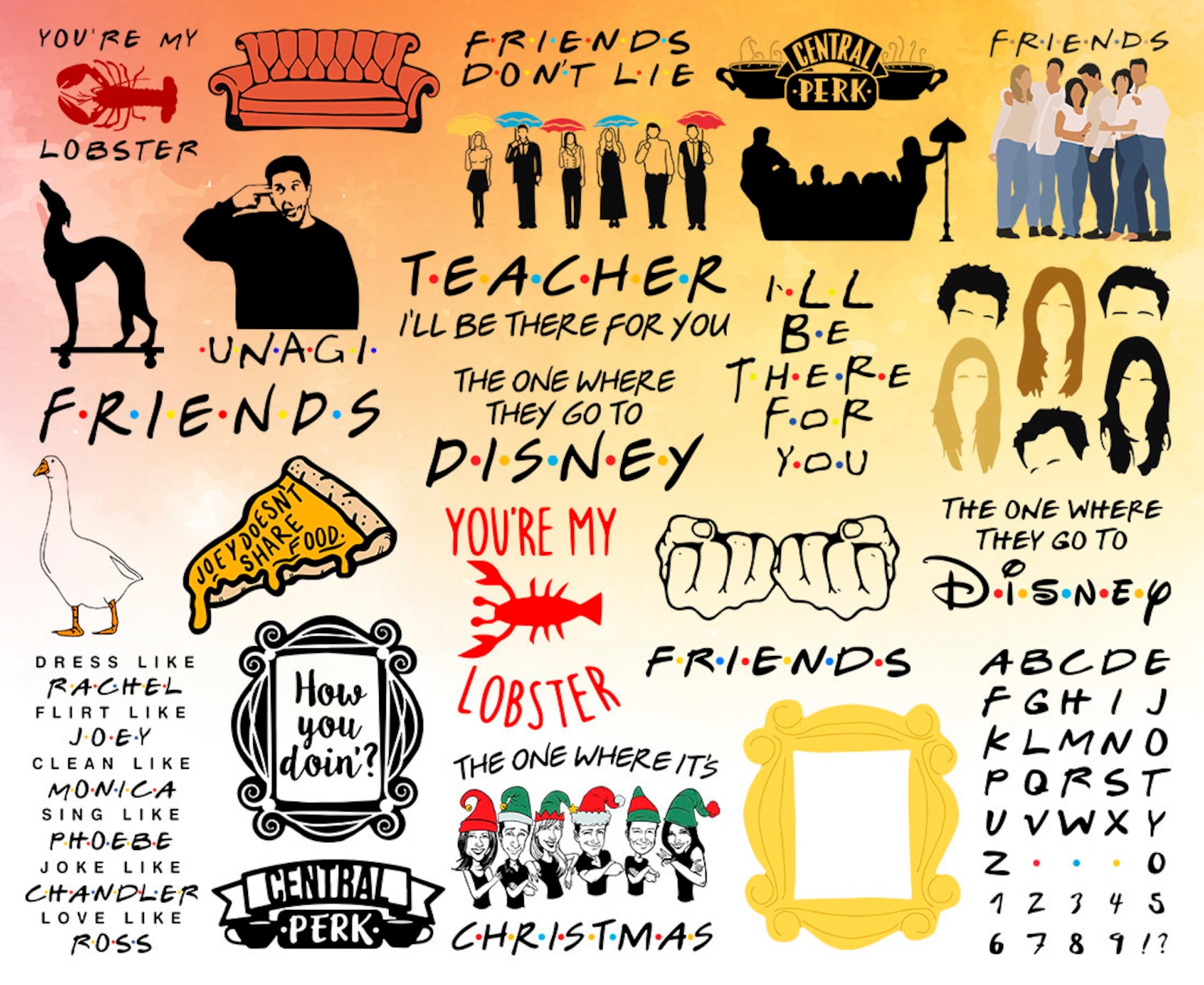 Friends TV Show SVG Bundle 1000Friends Font Cricut | Etsy