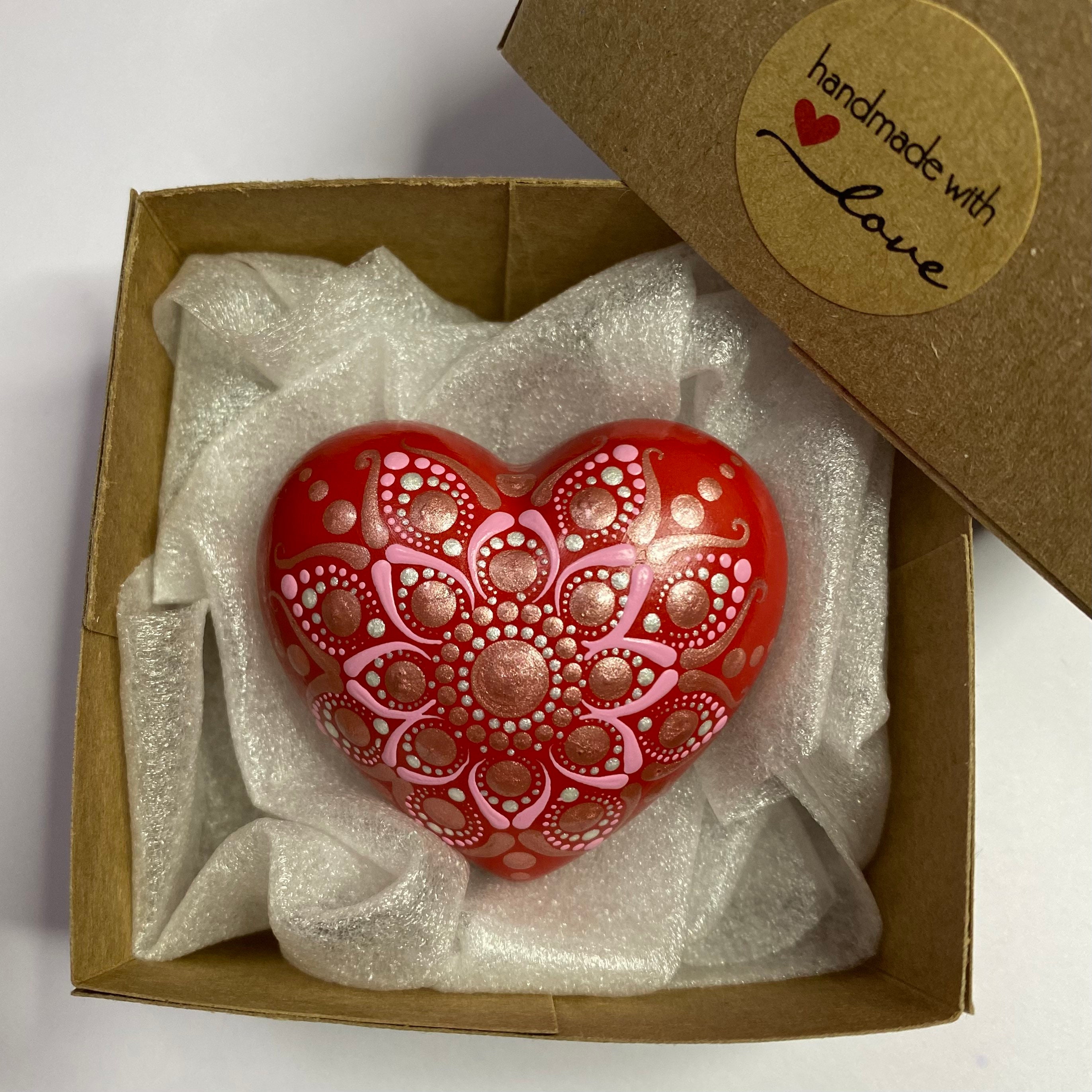 Loving Heart Number 3 Mini Chubby 3D Heart Shaped Mandala Stone Mothers ...