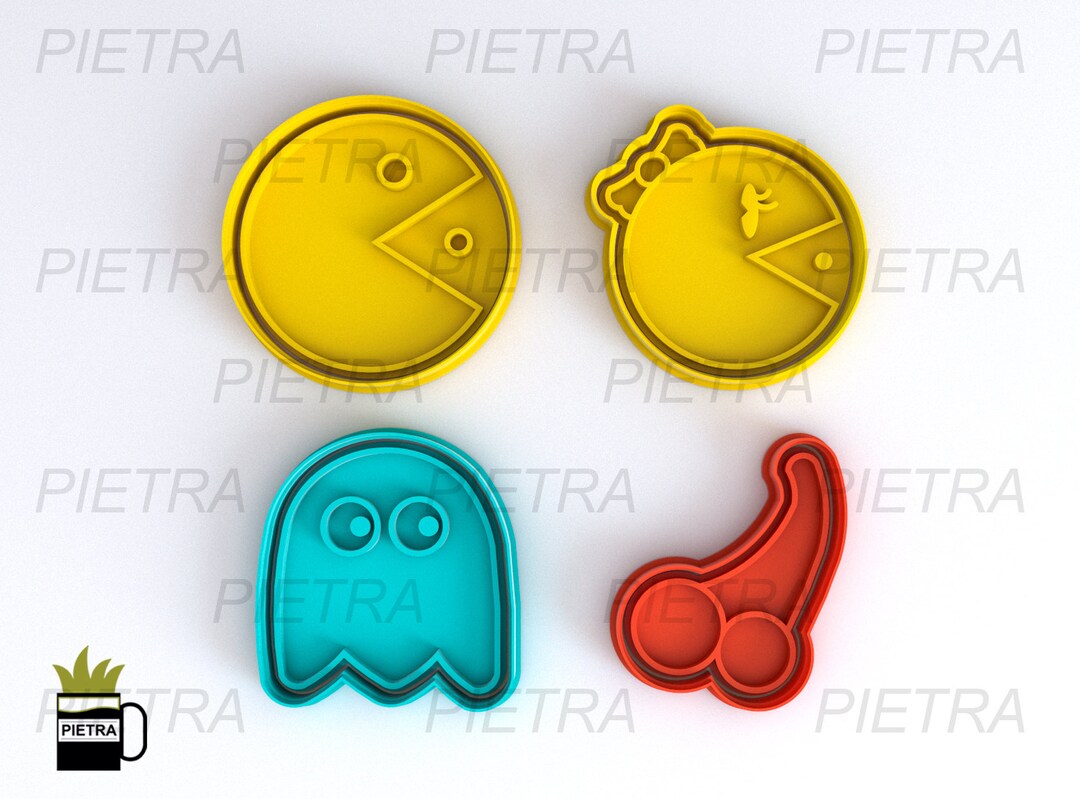 Cookie Cutter Pacman Fondant Multi Use Cutter With Separate Stamp and ...